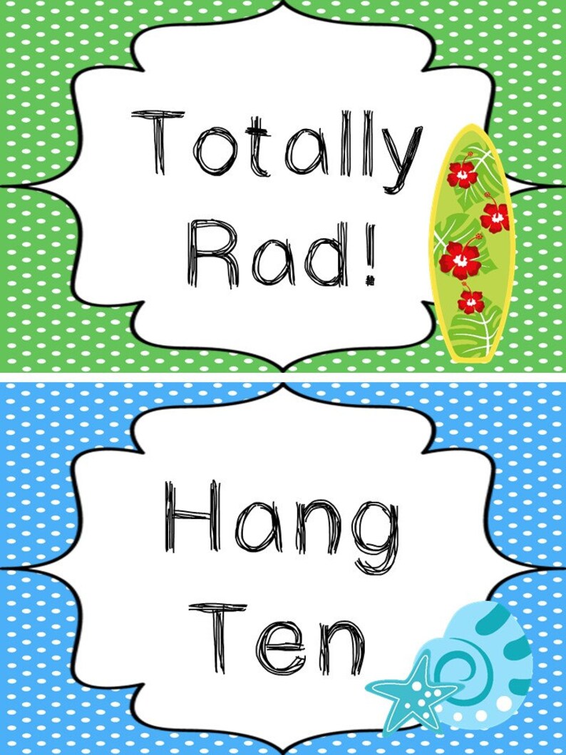 Beach Themed Printable Classroom Accessories and Decor Bulletin Board ...