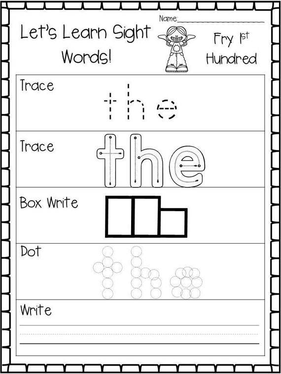 100 Printable Let s Learn Fry 1st Hundred Sight Words Etsy