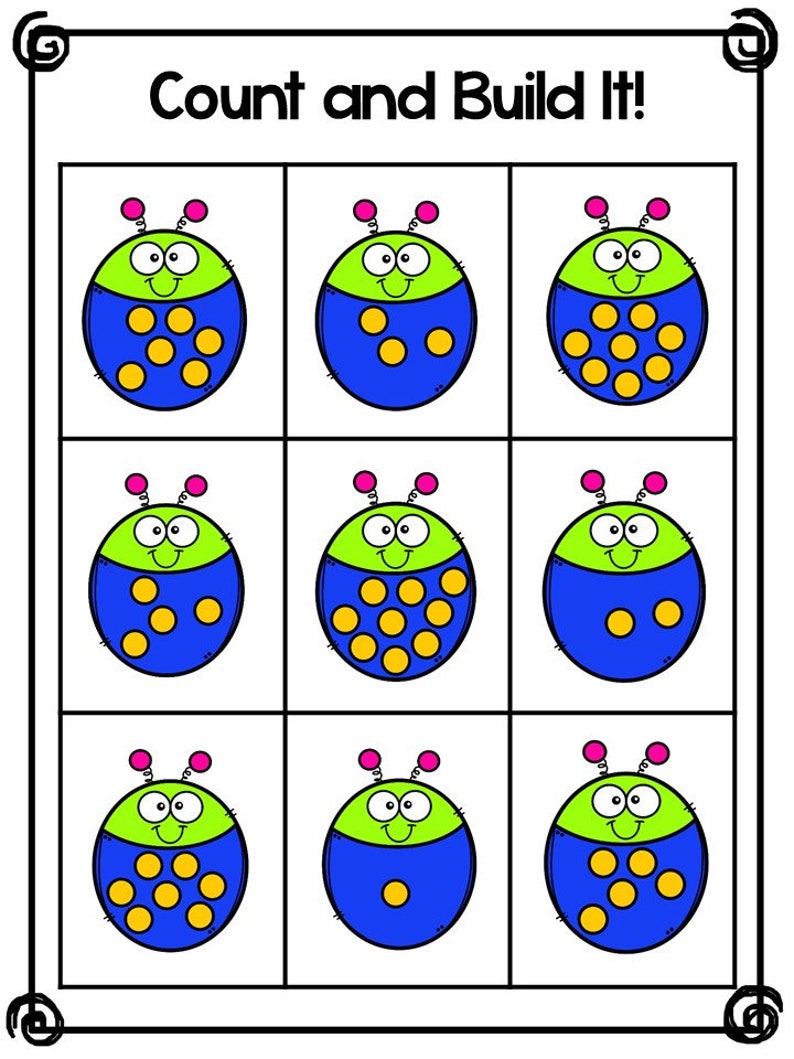 20 Printable Count and Build Worksheets/work Mats. 10 Colored | Etsy