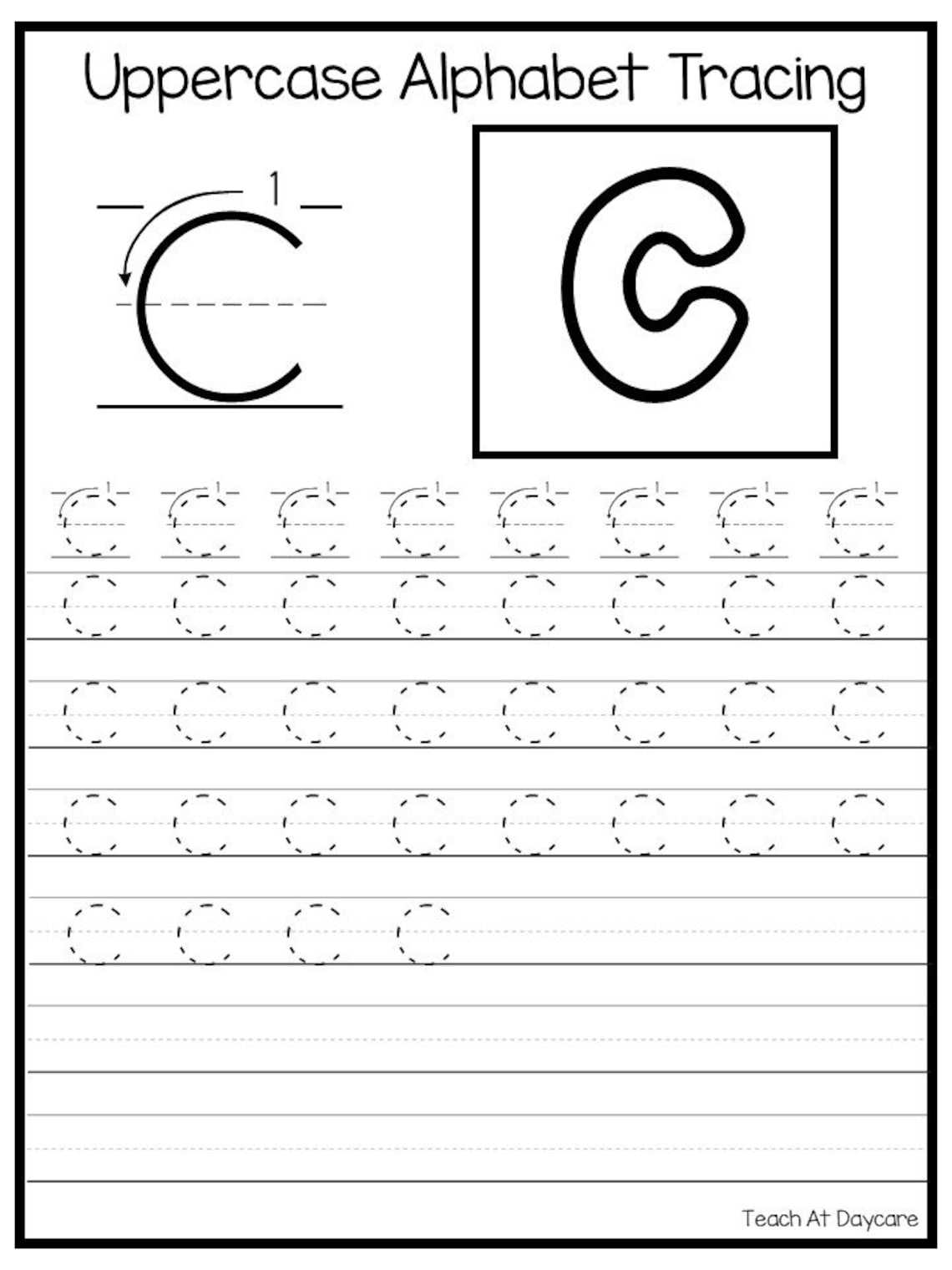 26 Printable Uppercase Alphabet Tracing Worksheets. - Etsy