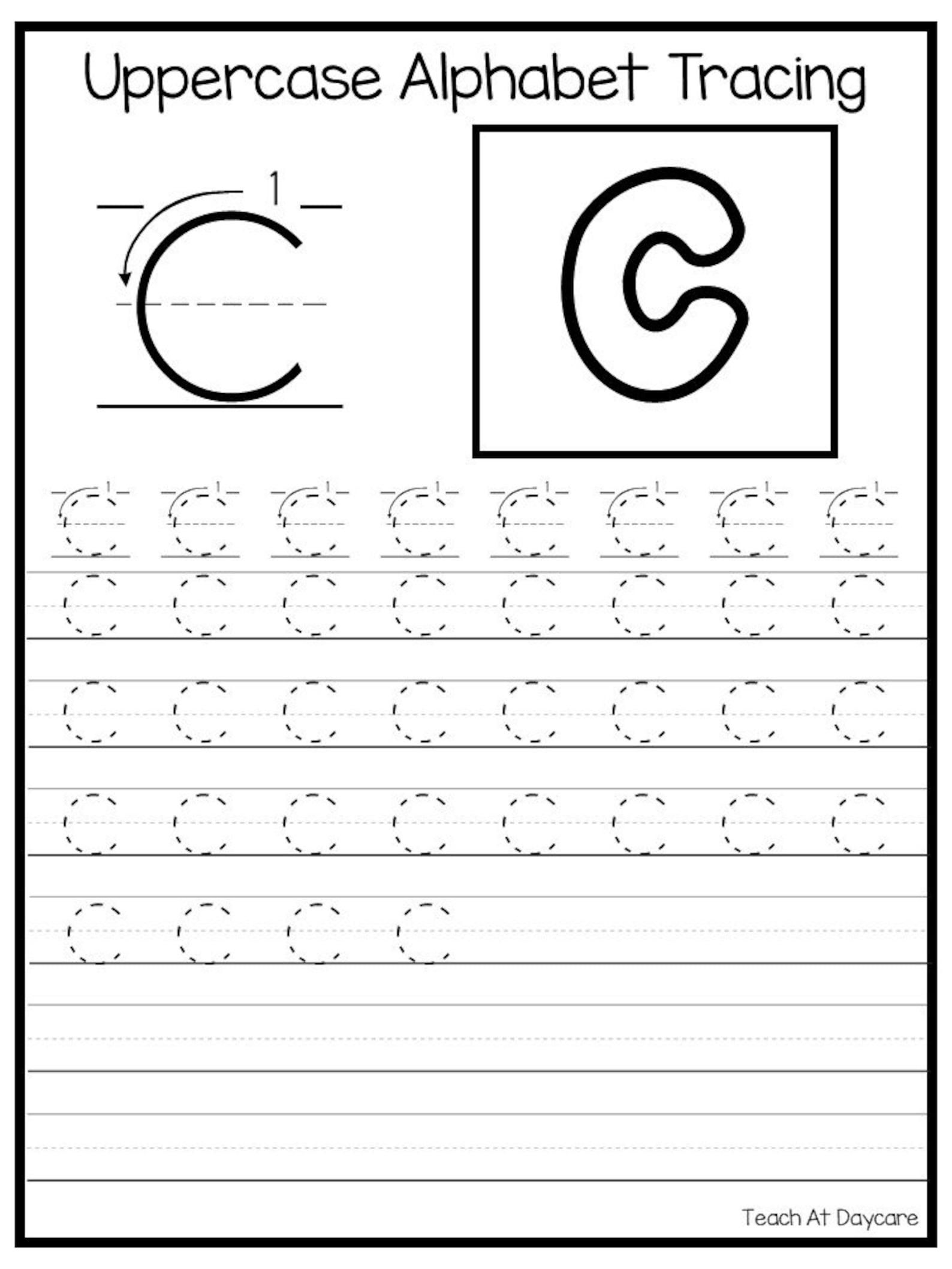 26 Printable Uppercase Alphabet Tracing Worksheets. - Etsy