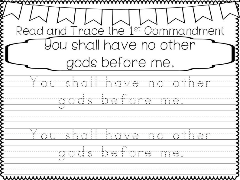 10 Commandments Tracing and Handwriting Worksheets. Preschool-5th Grade ...