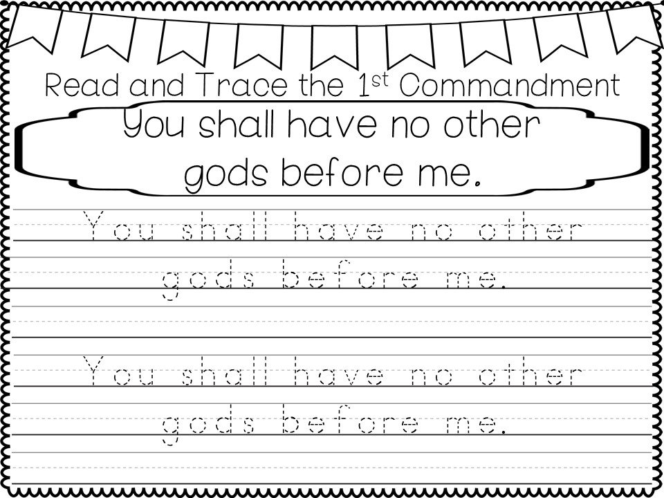 10 Commandments Tracing and Handwriting Worksheets. | Etsy