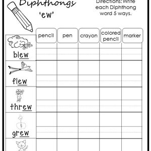 10 Printable 5 Ways to Write Words With Diphthongs Worksheets ...