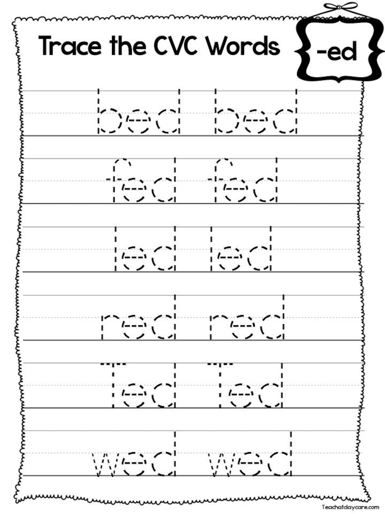 27 Printable Trace the CVC Word Worksheets. Preschool Phonics - Etsy Canada