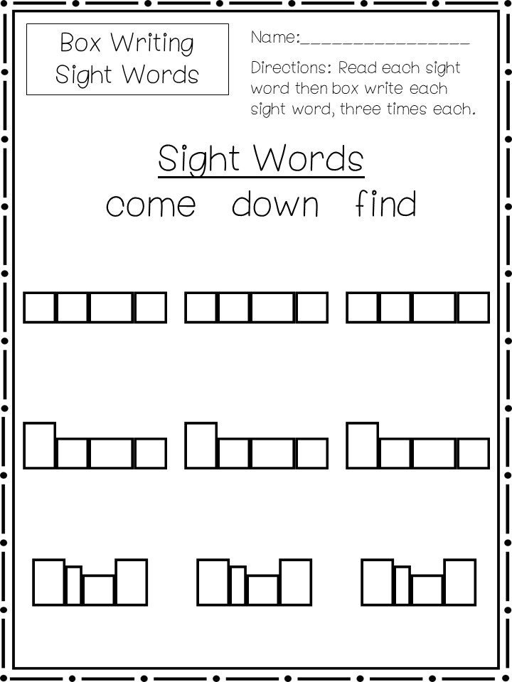 40 Printable Dolch Pre-primer Box Writing Worksheets. Preschool-prek ...