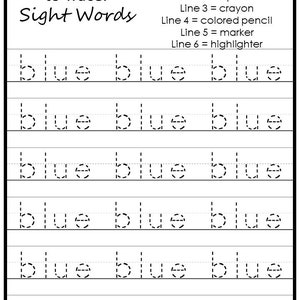 6 Ways to Trace Dolch Pre-primer Sight Words Worksheets. 40 Printable ...