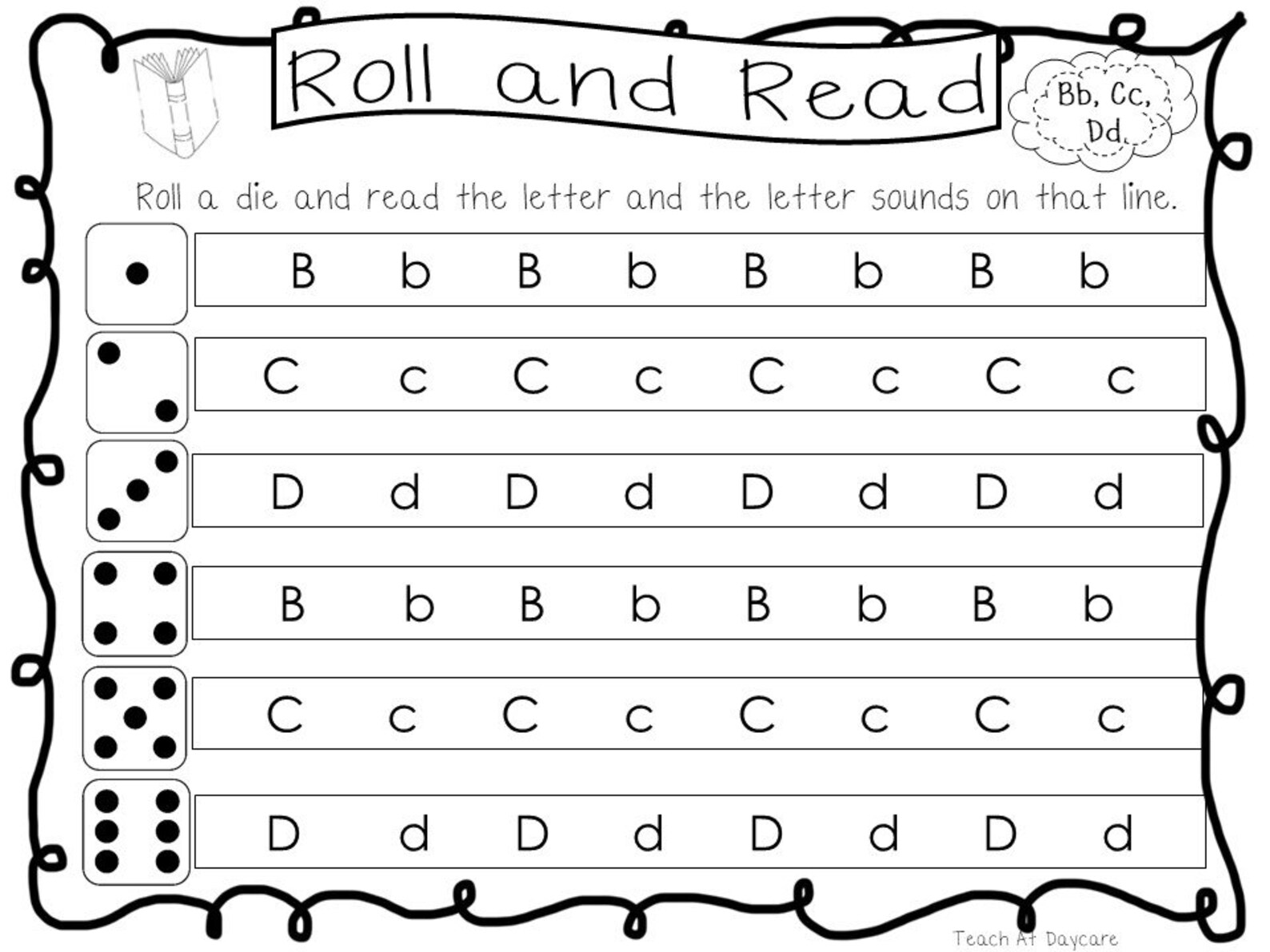 13 Roll and Read Letter Sounds Worksheets. Preschool-1st Grade Phonics ...