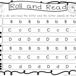 13 Roll and Read Letter Sounds Worksheets. Preschool-1st Grade Phonics ...