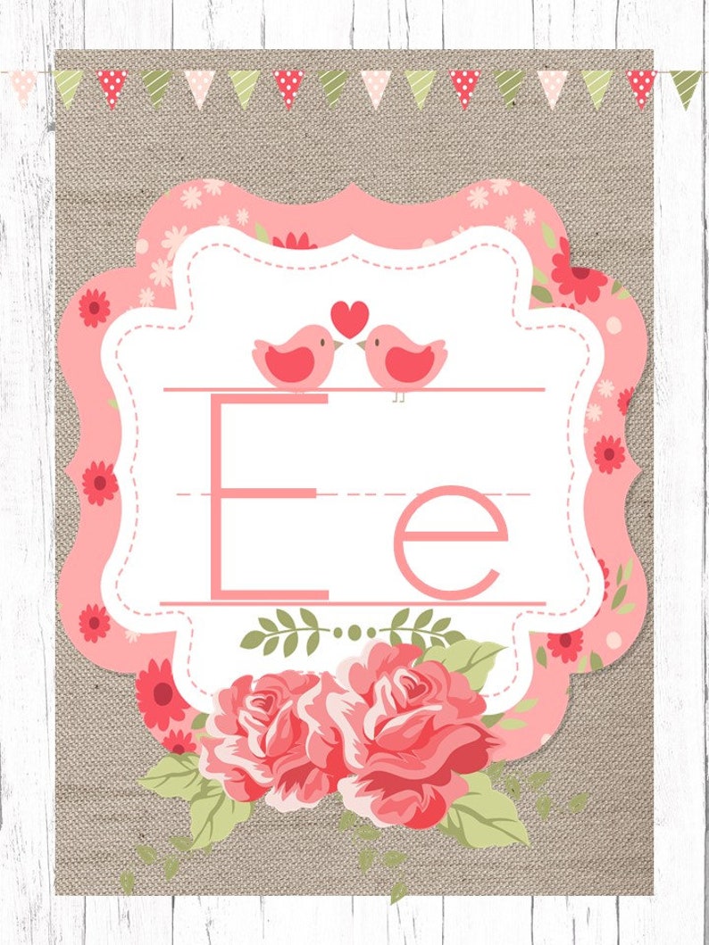 26 Printable Shabby Chic Alphabet Posters. 8x10 Classroom Accessories ...