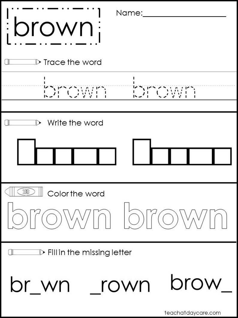 52 Printable Dolch Primer Word Work Worksheets. Kindergarten ...