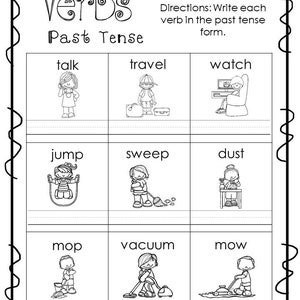 10 Printable Verbs Past and Present Tense Worksheets. 1st-2nd Grade ELA ...