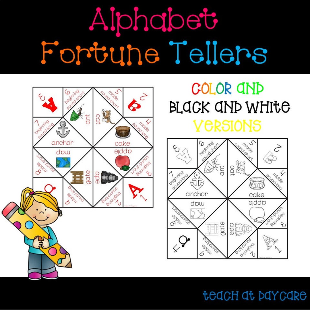 26 Alphabet Phonics Fortune Tellers. Color & Black and White Cootie ...