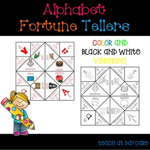 26 Alphabet Phonics Fortune Tellers. Color & Black and White Cootie ...