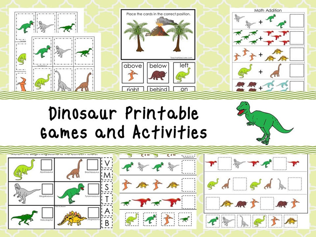 30 Dinosaur Printable Preschool Educational Games Download. Games and ...