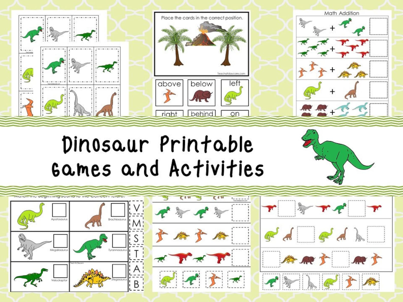 30 Dinosaur Printable Preschool Educational Games Download. | Etsy