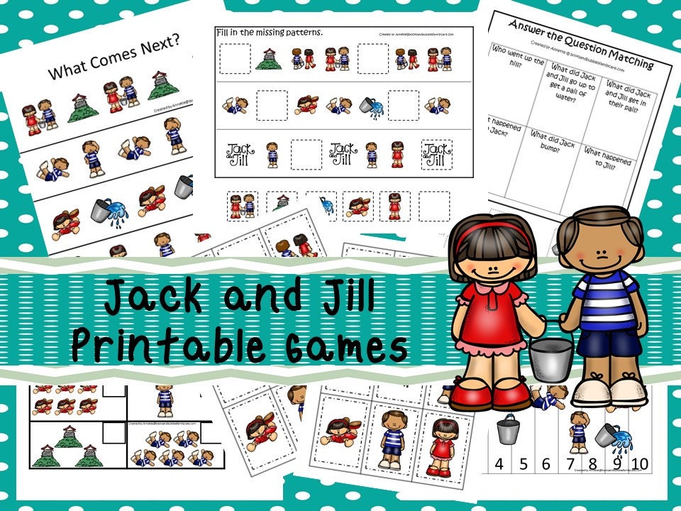 Jack And Jill Prek Printable Worksheets Etsy