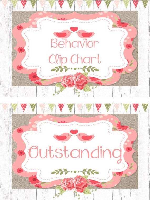8 Printable Shabby Chic Design Preschool Behavior Clip Chart - Etsy