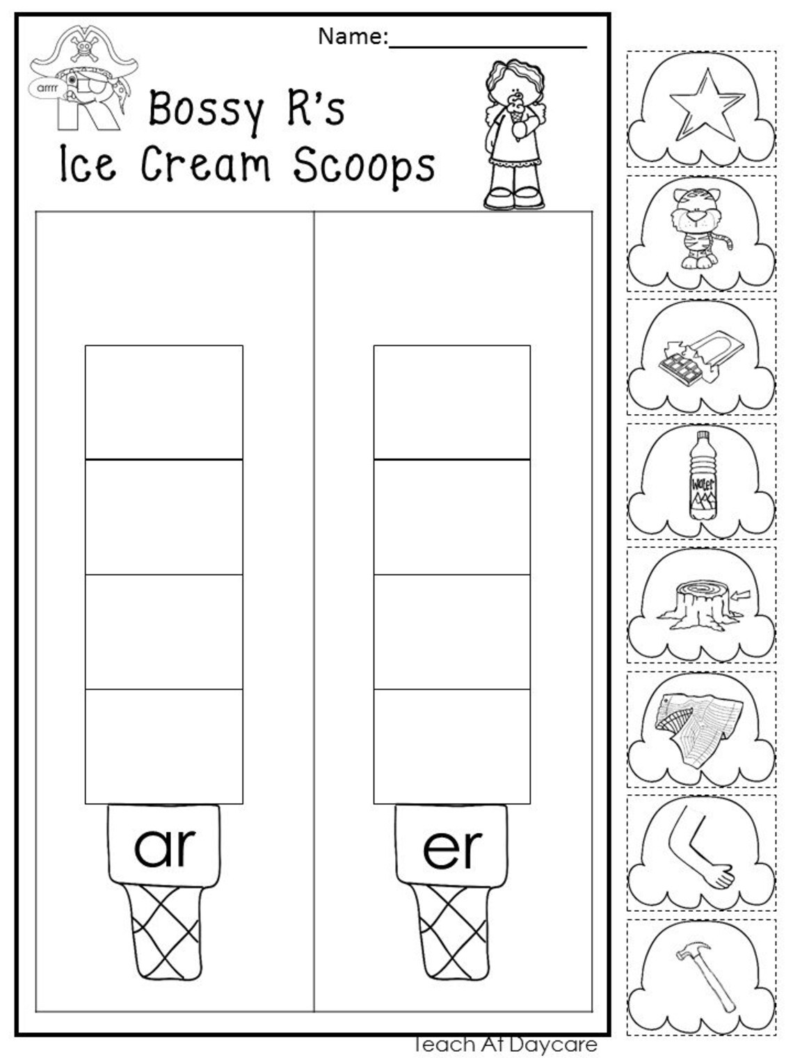 10 Printable R-controlled Vowel Words Ice Cream Worksheets. - Etsy