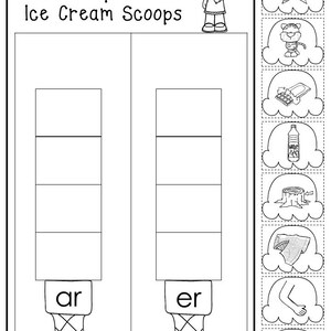 10 Printable R-controlled Vowel Words Ice Cream Worksheets ...