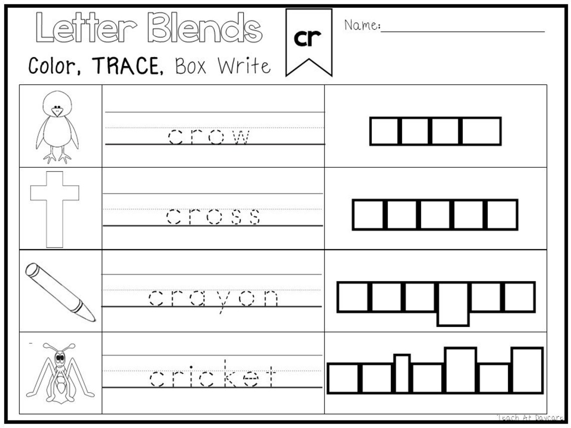 40 Printable Blends Color Trace and Box Write Worksheets. | Etsy