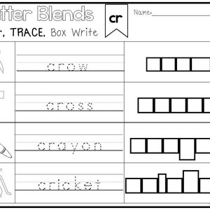 40 Printable Blends Color, Trace, and Box Write Worksheets ...