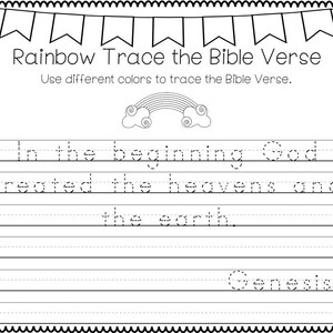 Genesis 1-2:3 Days of Creation Memory Verse Tracing and Handwriting ...