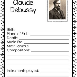 Claude Debussy Great Composer Unit. Music Appreciation. - Etsy