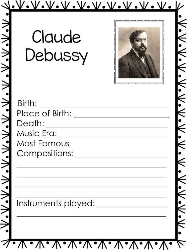 Claude Debussy Great Composer Unit. Music Appreciation. - Etsy