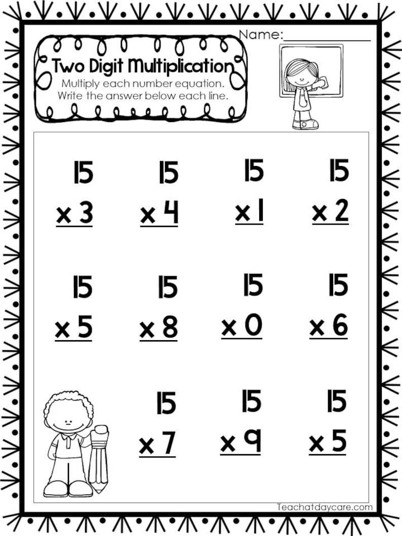 15 Printable Two Digit Multiplication Worksheets. Numbers 10-20. 2nd ...