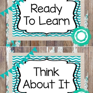 8 Printable Rustic and Teal Preschool Behavior Clip Chart Cards. School ...