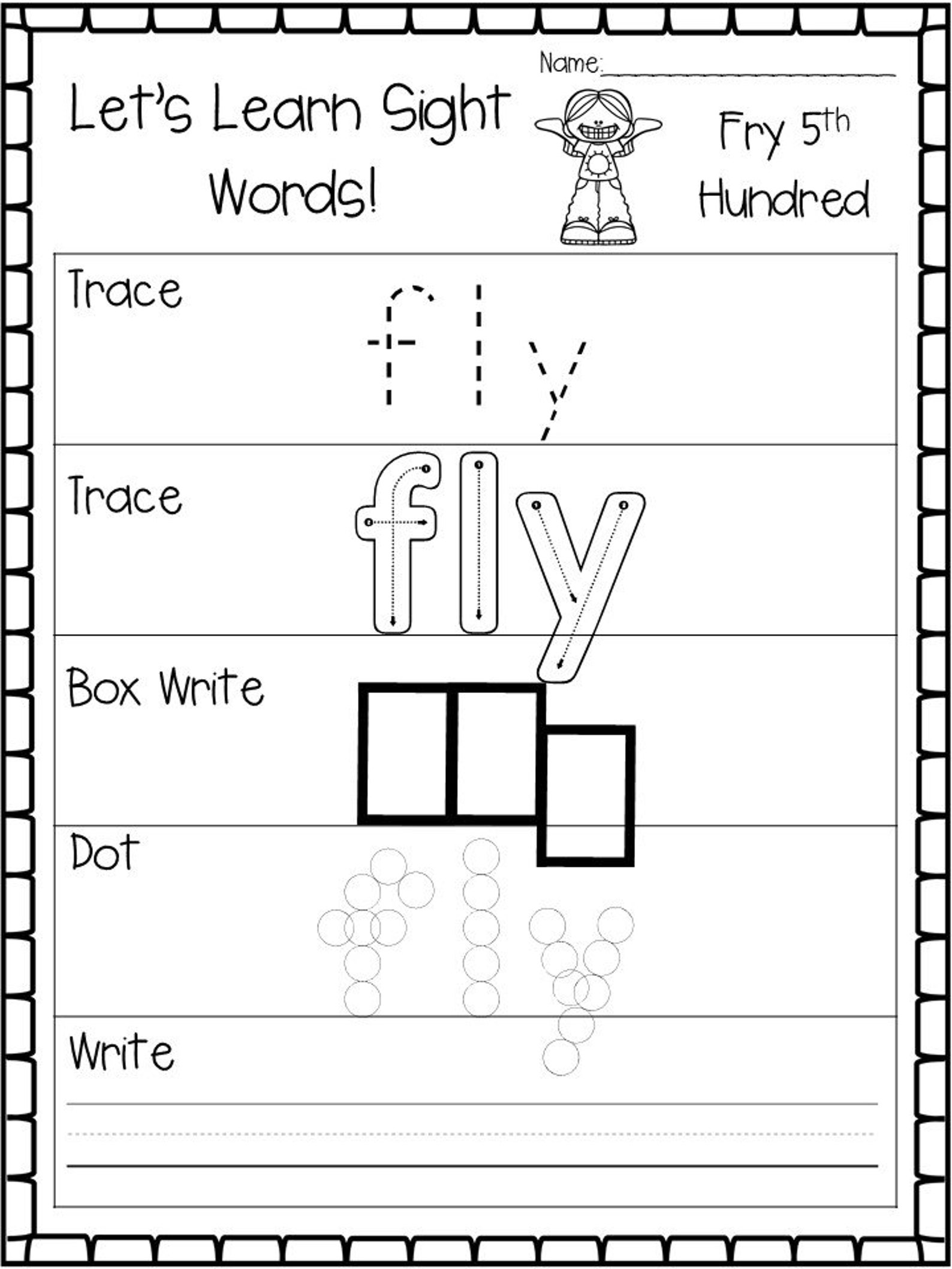 100 Printable Let's Learn Fry 5th Hundred Sight Words Worksheets. 4th ...