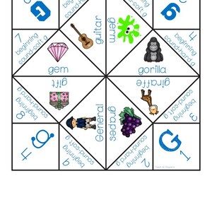 26 Alphabet Phonics Fortune Tellers. Color & Black and White Cootie ...