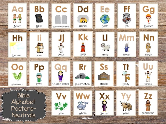 26 Neutral Colors Bible Alphabet Posters. | Etsy