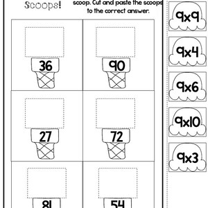 12 Printable Multiplication Scoops Worksheets. Numbers 1-12. 1st-4th ...