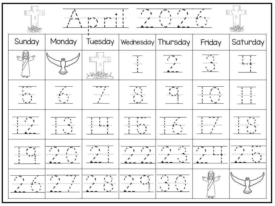 30 Tracing and Blank Themed 2026 Calendars. Preschool Handwriting and ...