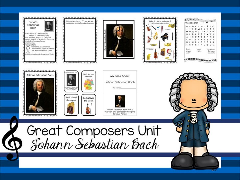 Johann Sebastian Bach Great Composer Unit. Music Appreciation. | Etsy