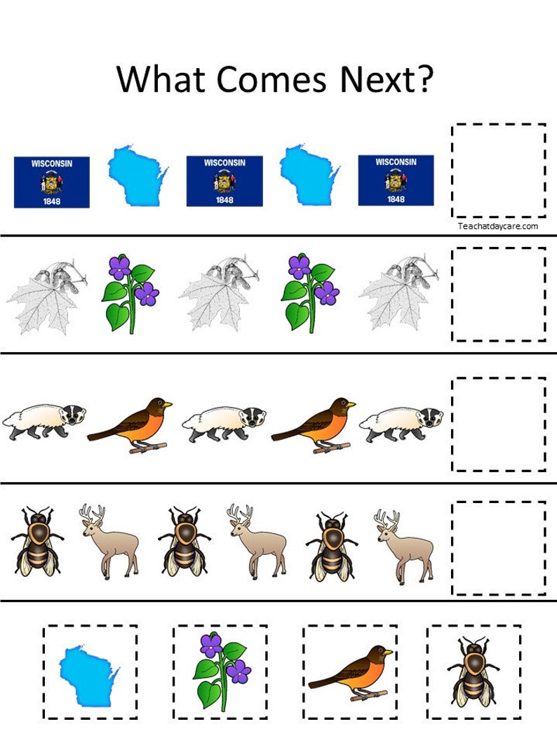 30 Wisconsin State Symbols Themed Learning Games Download. ZIP | Etsy