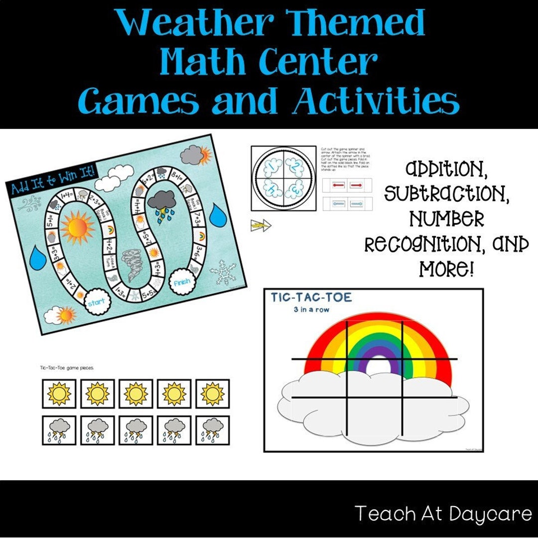 10 Printable Weather Themed Kindergarten Math Center Games and ...