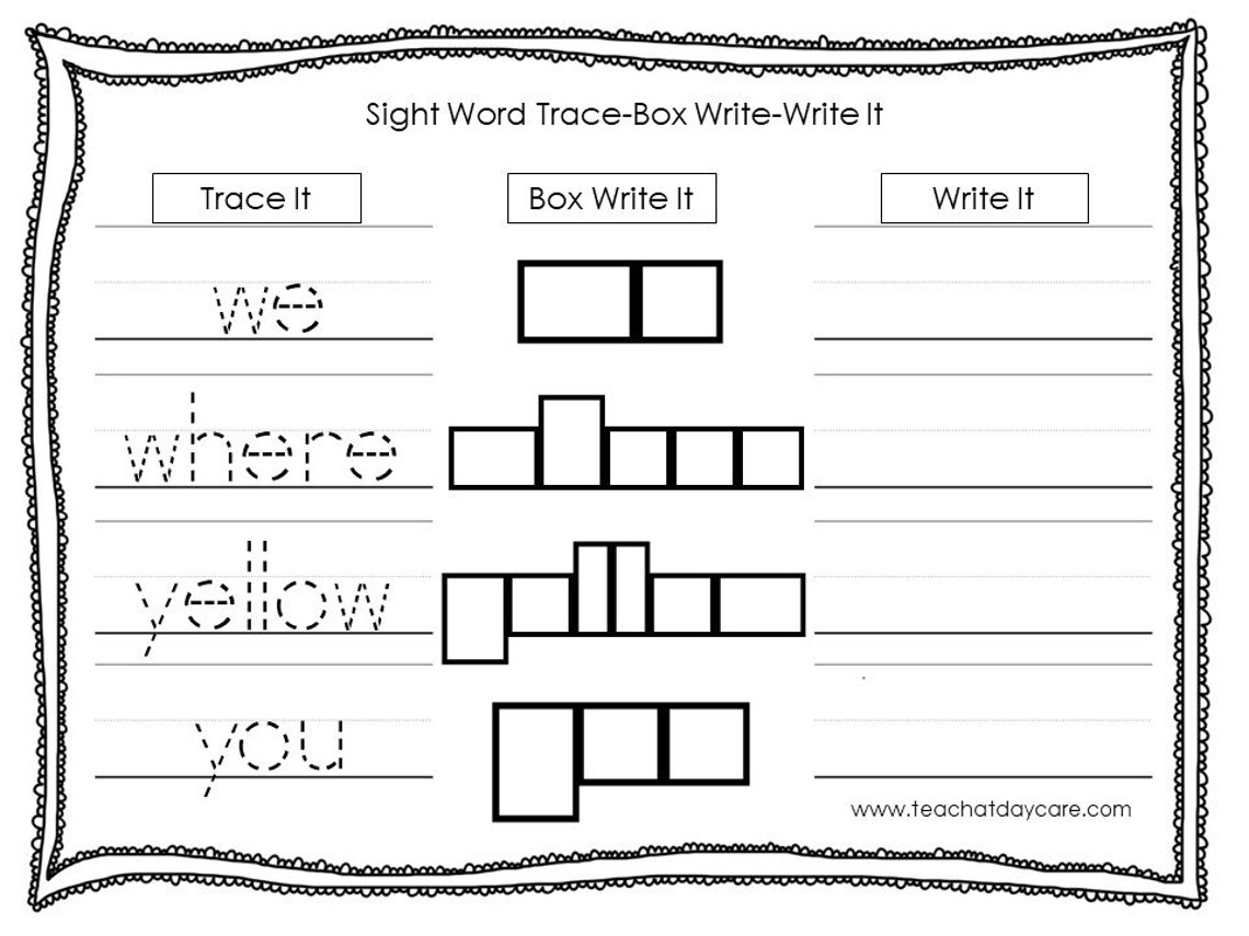 10 Printable Dolch Pre-primer Sight Words Trace It Box Write | Etsy
