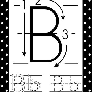 26 Black and White Beginning Alphabet Tracing Posters/worksheets ...