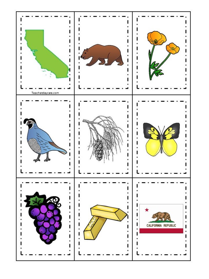 30 California State Symbols Themed Learning Games Download. - Etsy