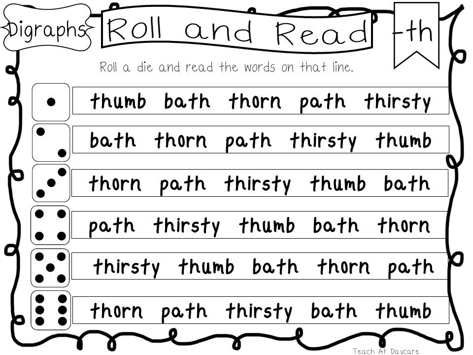 10 Printable Digraphs Roll and Read Worksheets. - Etsy UK