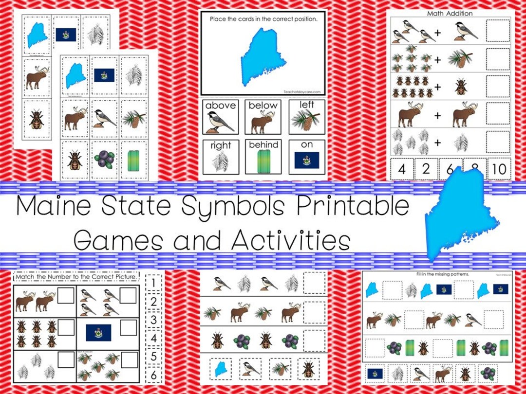 30 Maine State Symbols Themed Learning Games Download. ZIP File ...