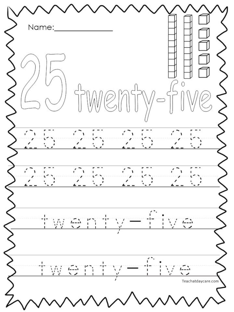 10 Printable Numbers 21-30 Tracing Worksheets. | Etsy