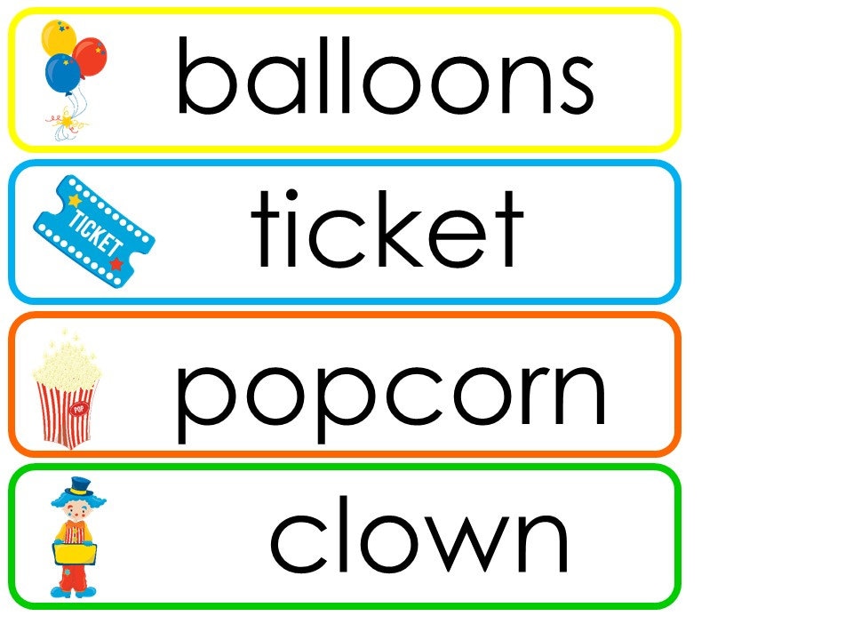 Circus Fun Single Week Themed Word Wall Set. Classroom Bulletin Board ...