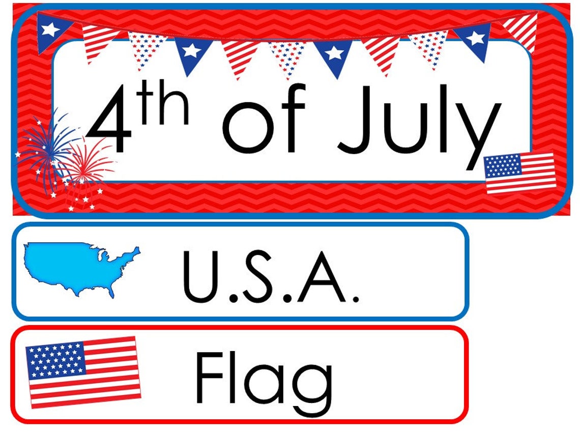 4th of July Single Week Themed Word Wall Set. Classroom - Etsy