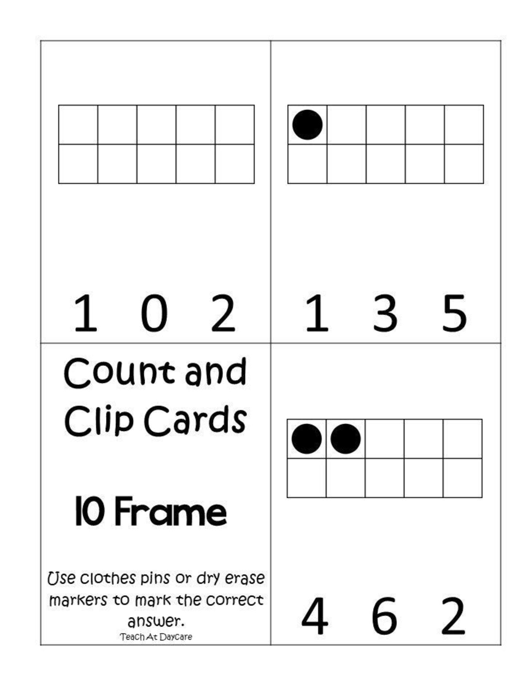 6 Printable Mental Math Count and Clip Card Games. Preschool-1st Grade ...