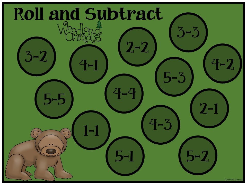 10 Printable Woodland Animals Themed Kindergarten Math Center Games and ...