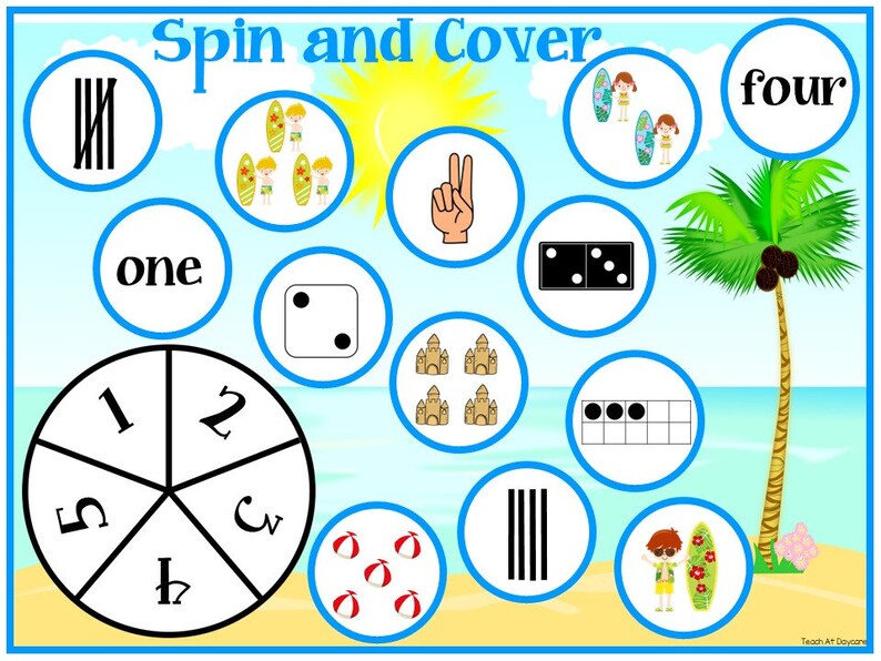 10 Printable Beach Themed Kindergarten Math Center Games and Activities ...